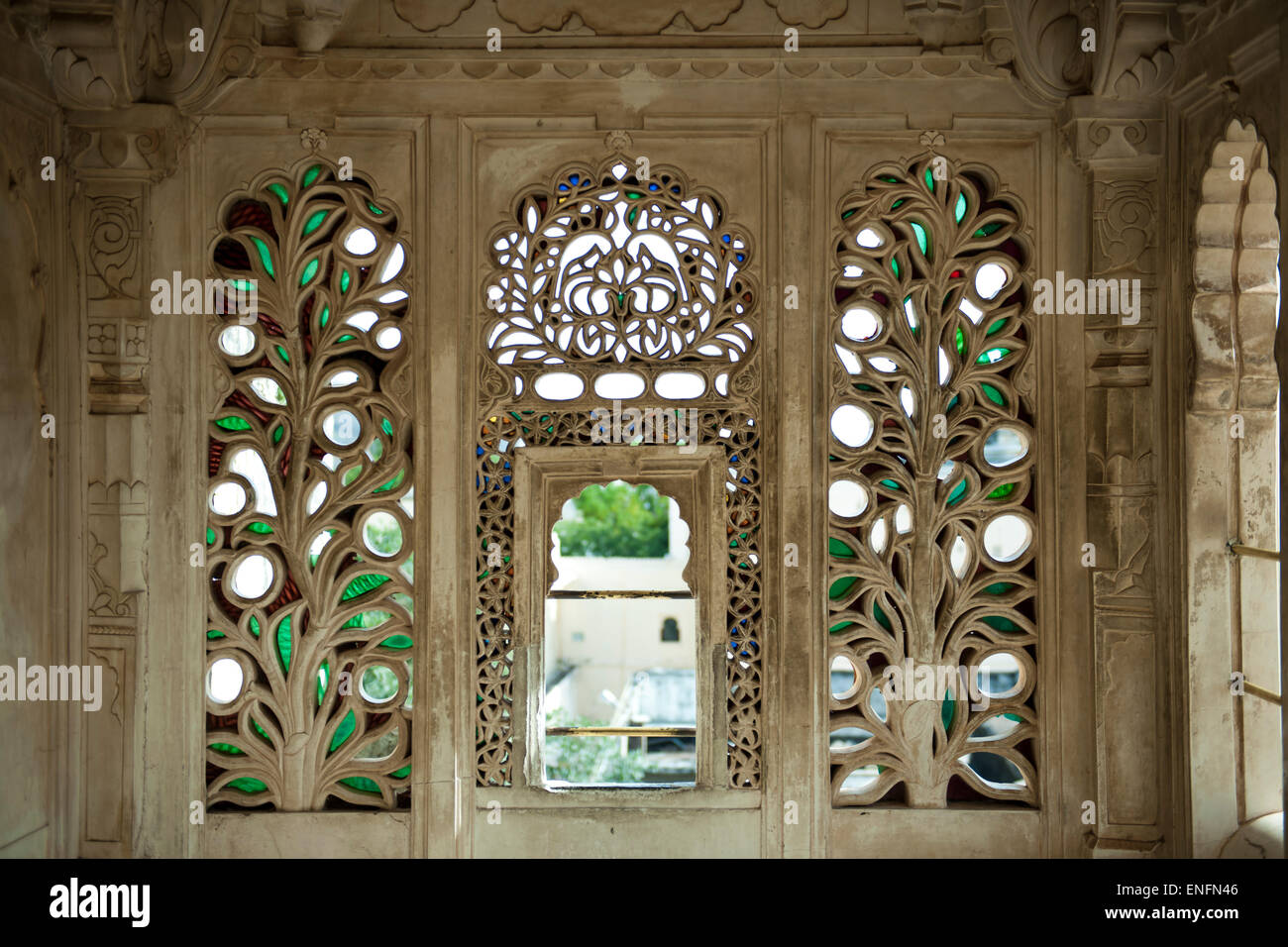 Ornament window in City Palace of the Maharaja, Udaipur, Rajasthan ...