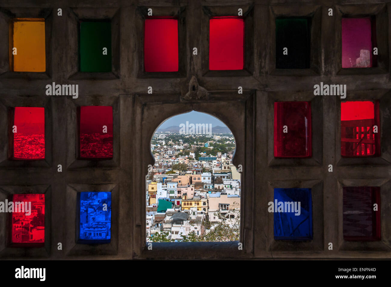 Stained glass window in the City Palace of the Maharaja, Udaipur ...