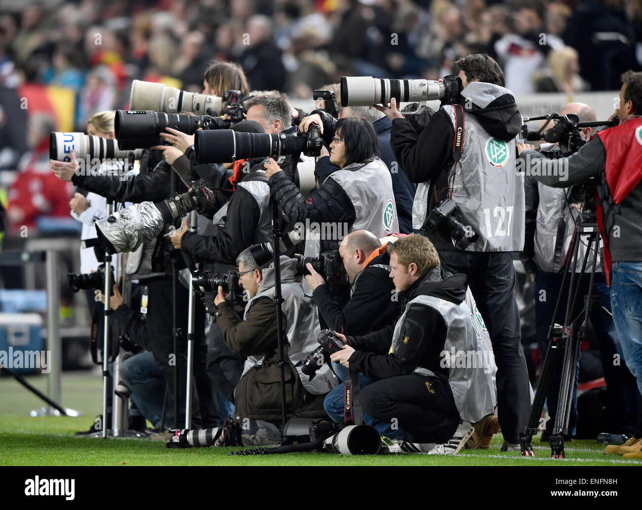 Group of sports photographers, Fritz-Walter-Stadion, Kaiserslautern ...
