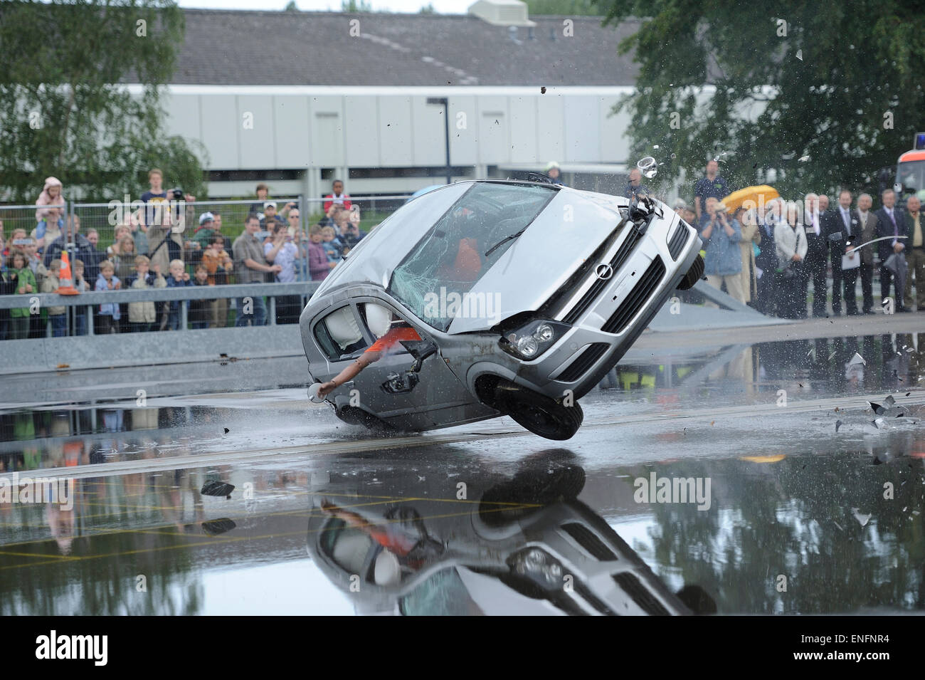 Car rollover test, Bensberg, Bergisch Gladbach, North Rhine-Westphalia ...