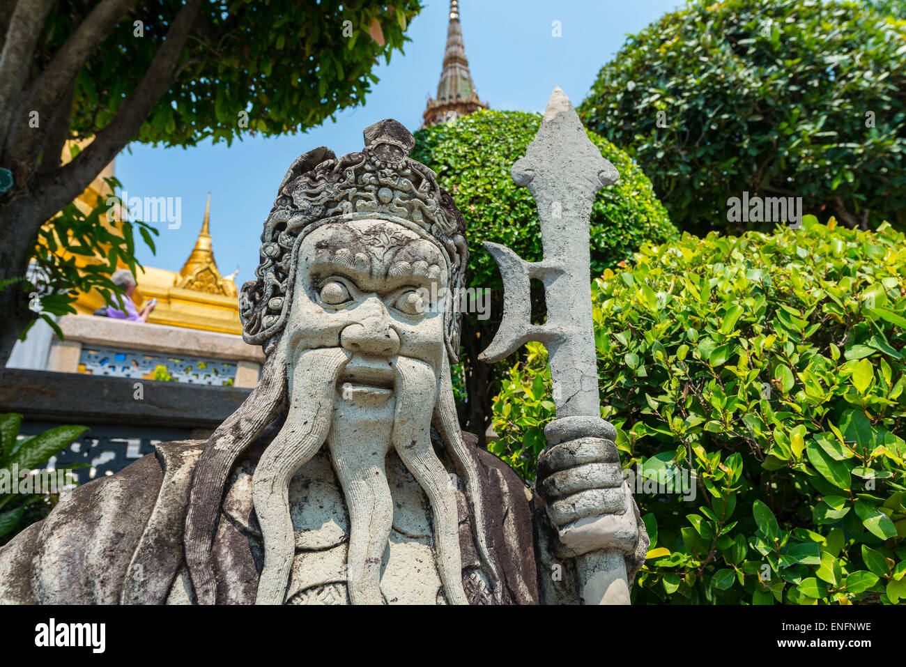 Fearsome stone palace guard, Chinese statue, Royal Palace, Bangkok ...