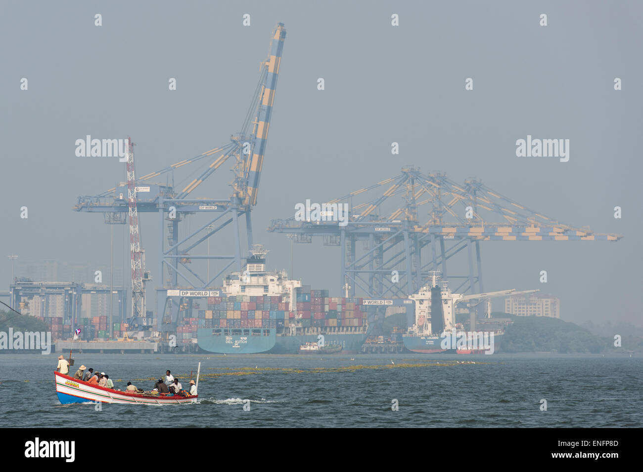 Fishing boat in front of the International Container Transshipment ...