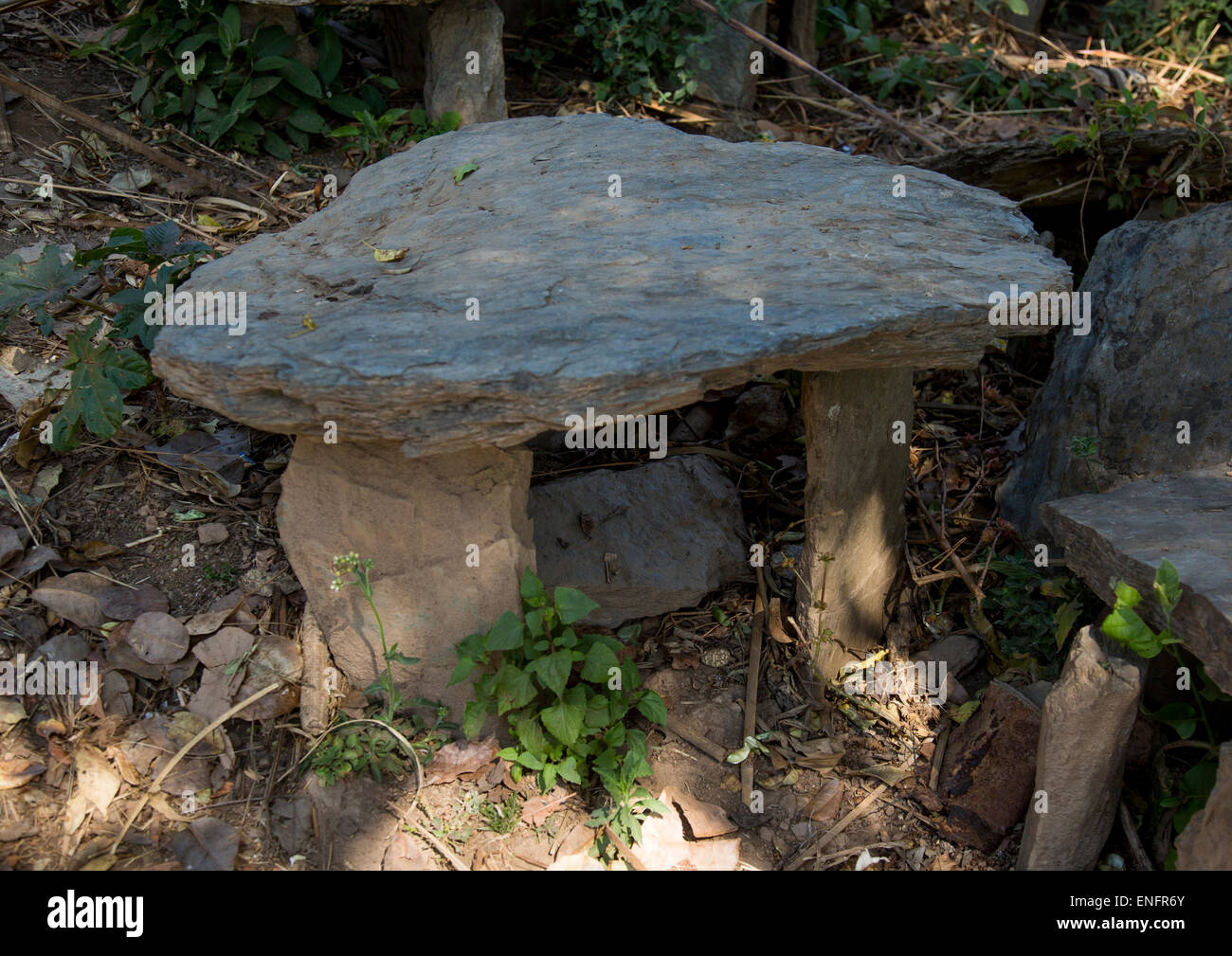 Traditional Cemetery Made Of Stones In Chin Tribe, Mindat, Myanmar ...