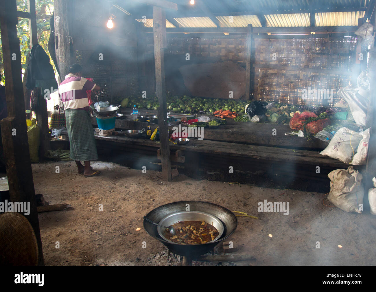 Monastery Kitchen, Mindat, Myanmar Stock Photo - Alamy