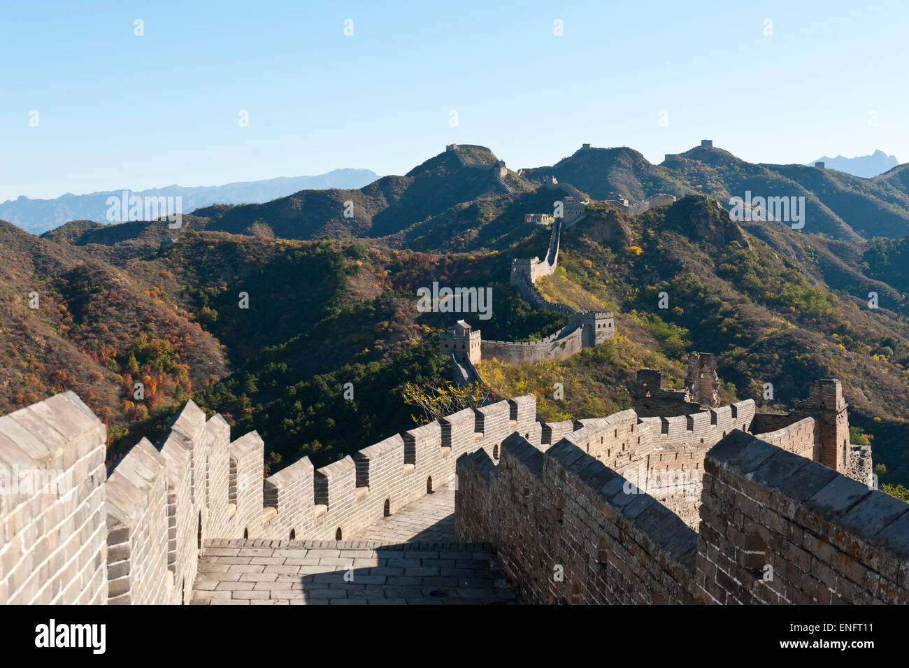 Great Wall of China, historical border fortress with battlements ...