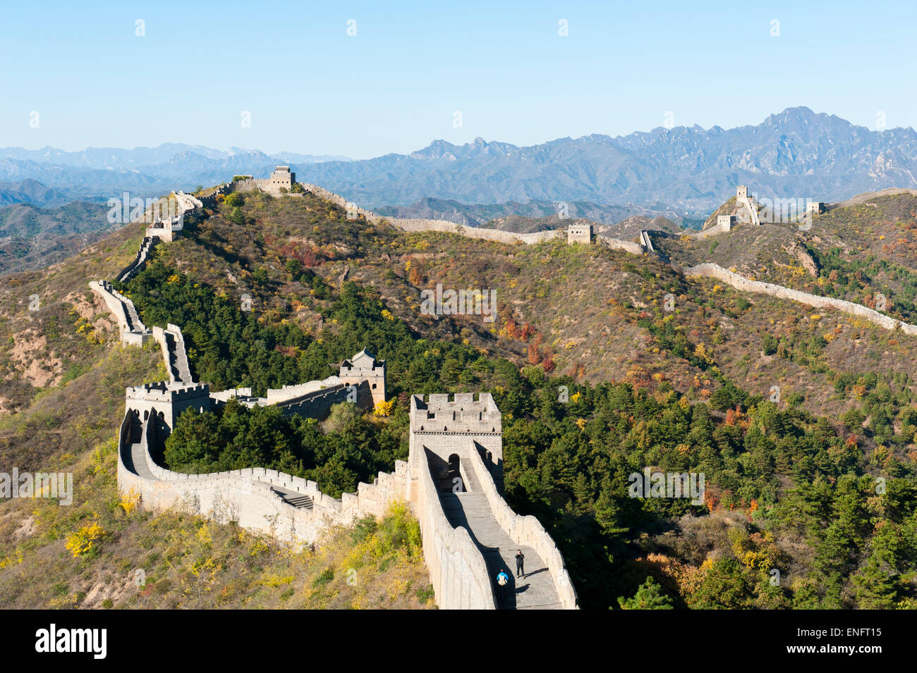 Great Wall of China, historical border fortress, restored section with ...