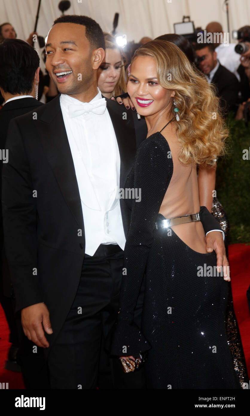 New York, USA . 4th May, 2015. Singer John Legend and his wife Chrissy ...