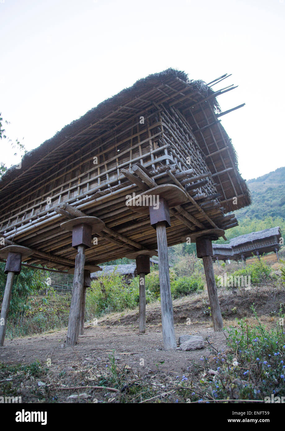 Traditional Wooden Warehouse On Stilts, Mindat, Myanmar Stock Photo - Alamy