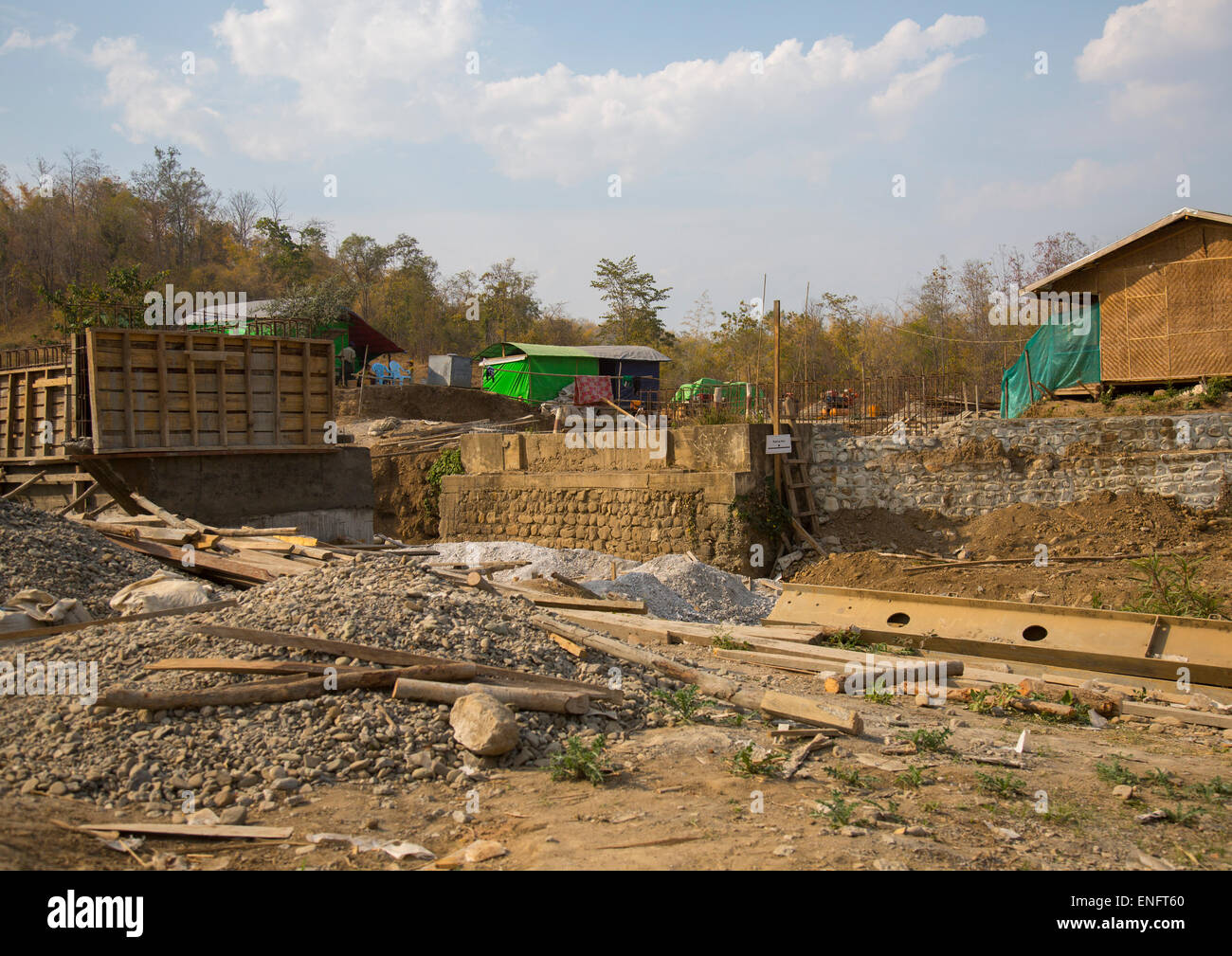 Bridge Construction, Mindat, Myanmar Stock Photo - Alamy