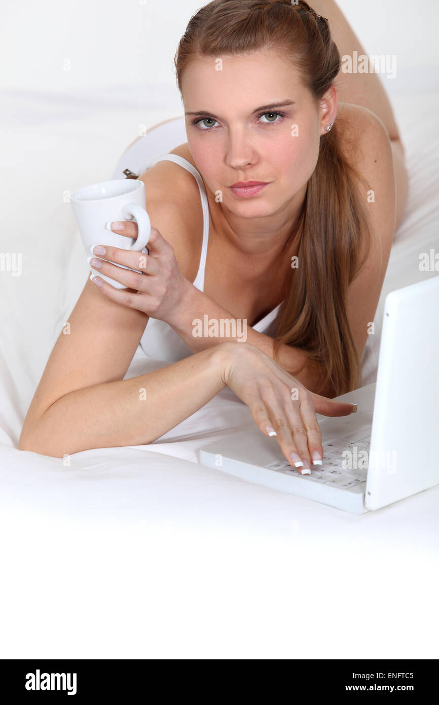 Woman with coffee cup Stock Photo - Alamy