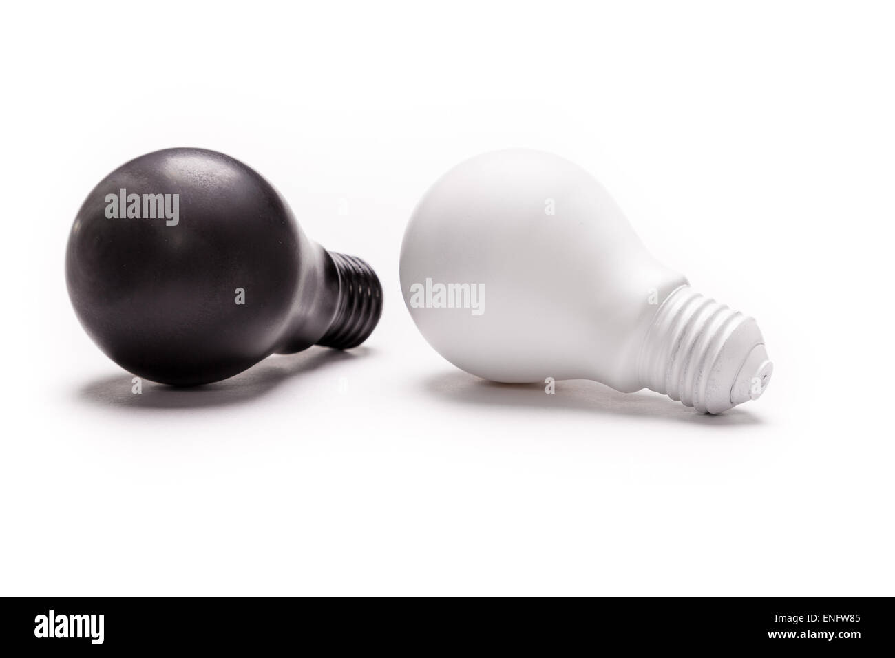 Painted light bulbs on a white background for concept as energy and ...