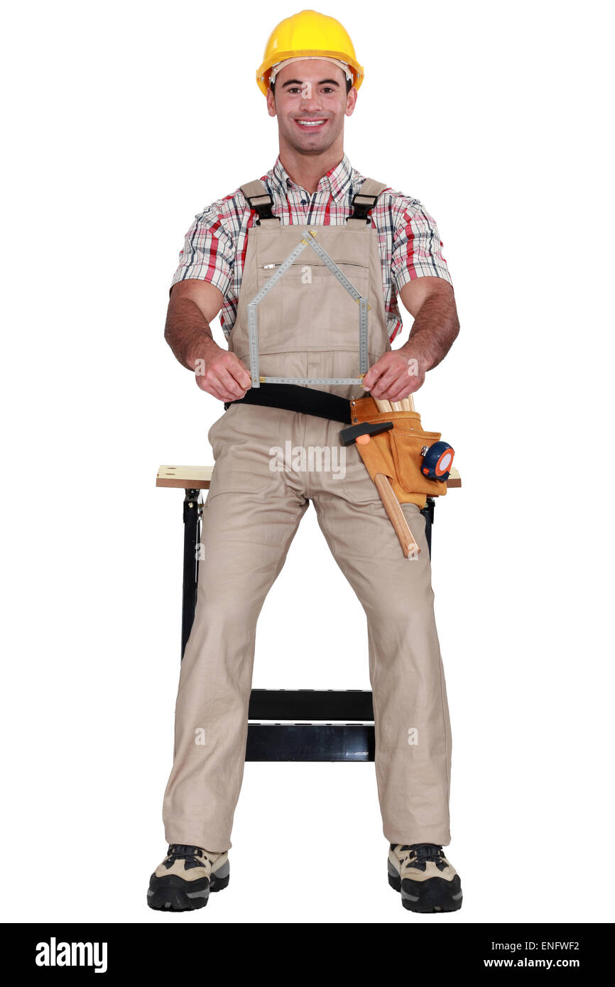 Woodworker with set-square Stock Photo - Alamy