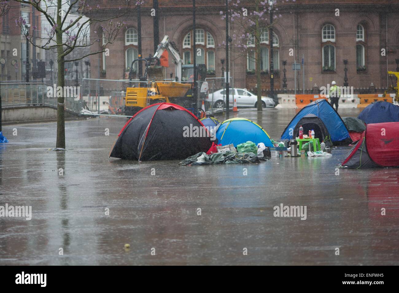 Manchester, UK. 5th May 2015 The protest by a group of homeless people ...