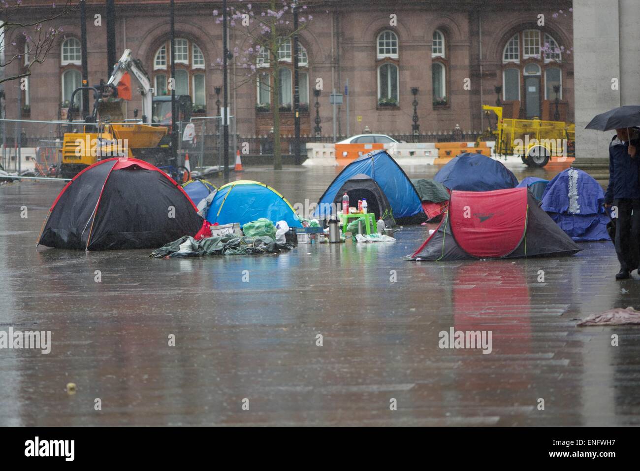 Manchester, UK. 5th May 2015 The protest by a group of homeless people ...