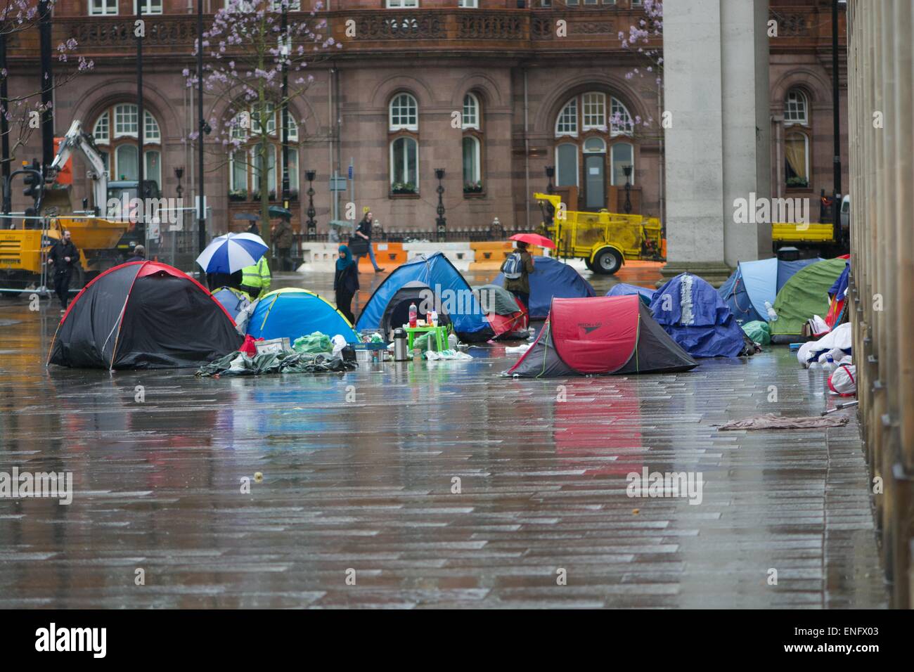 Manchester, UK. 5th May 2015 The protest by a group of homeless people ...