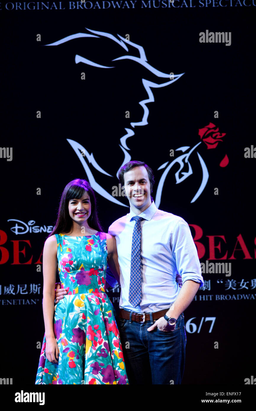 Macao, China. 5th May, 2015. Actress Hilary Maiberger and actor Darick Pead attend a press ...