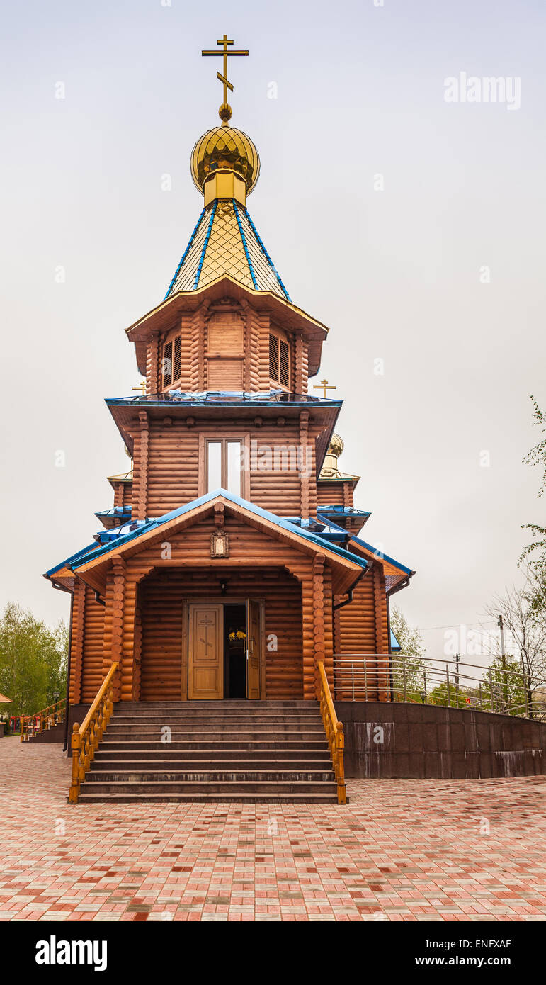 christian wooden church on background of sky Stock Photo - Alamy