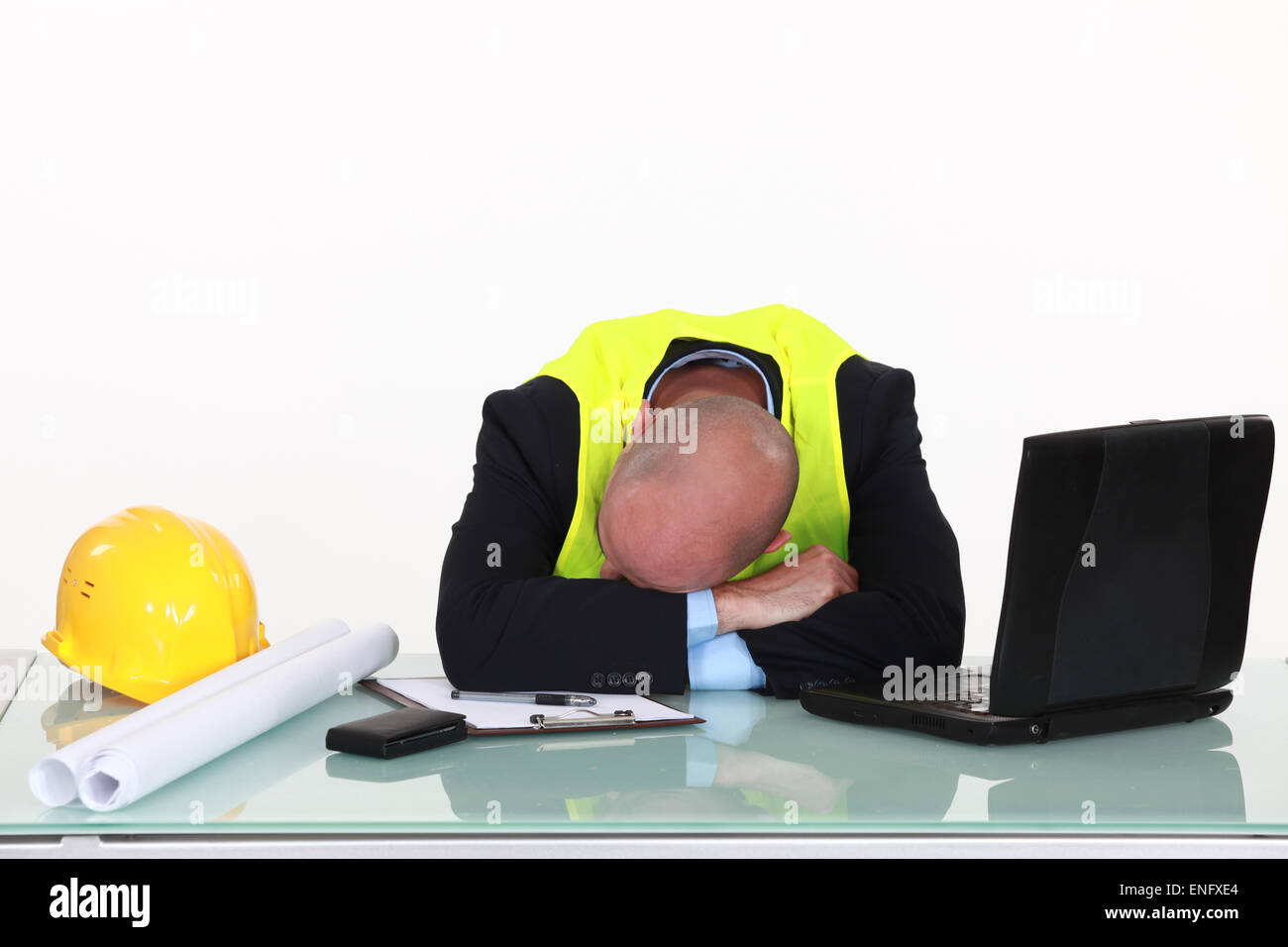 tired architect sleeping in office Stock Photo - Alamy