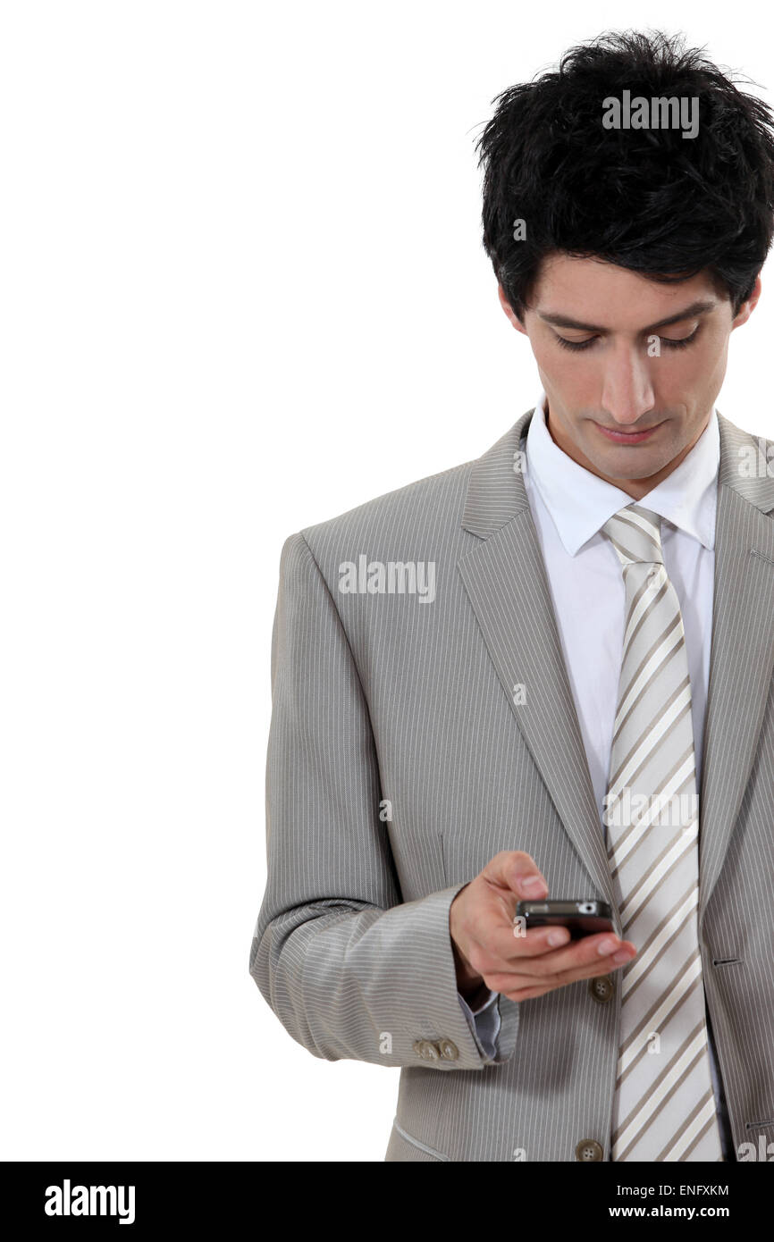 Man checking mobile phone for messages Stock Photo - Alamy