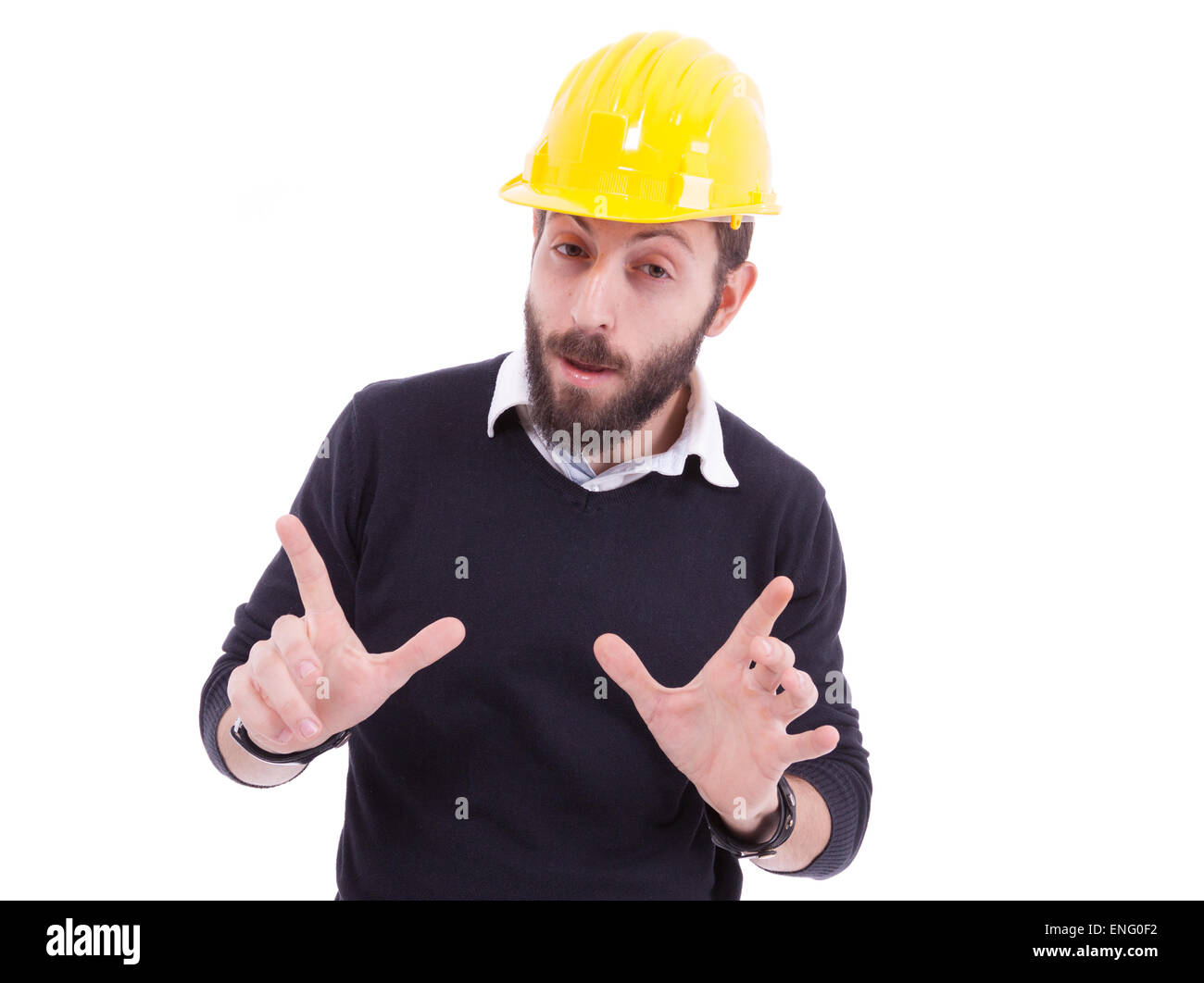 An image of a handsome man with a beard, construction helmet Stock ...