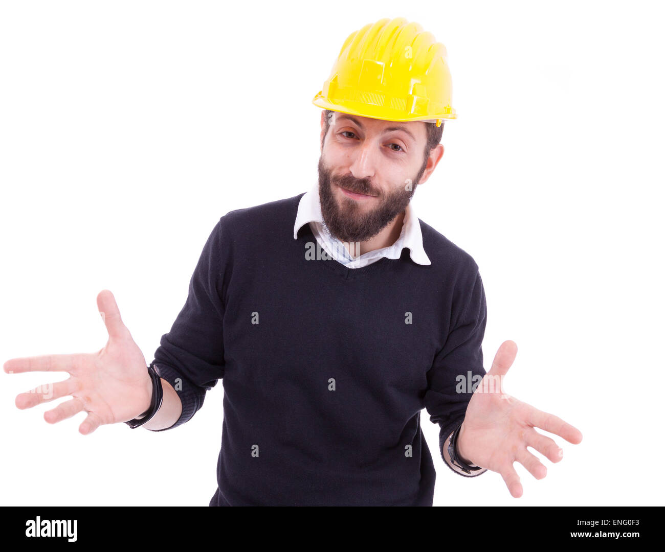 An image of a handsome man with a beard, construction helmet Stock ...