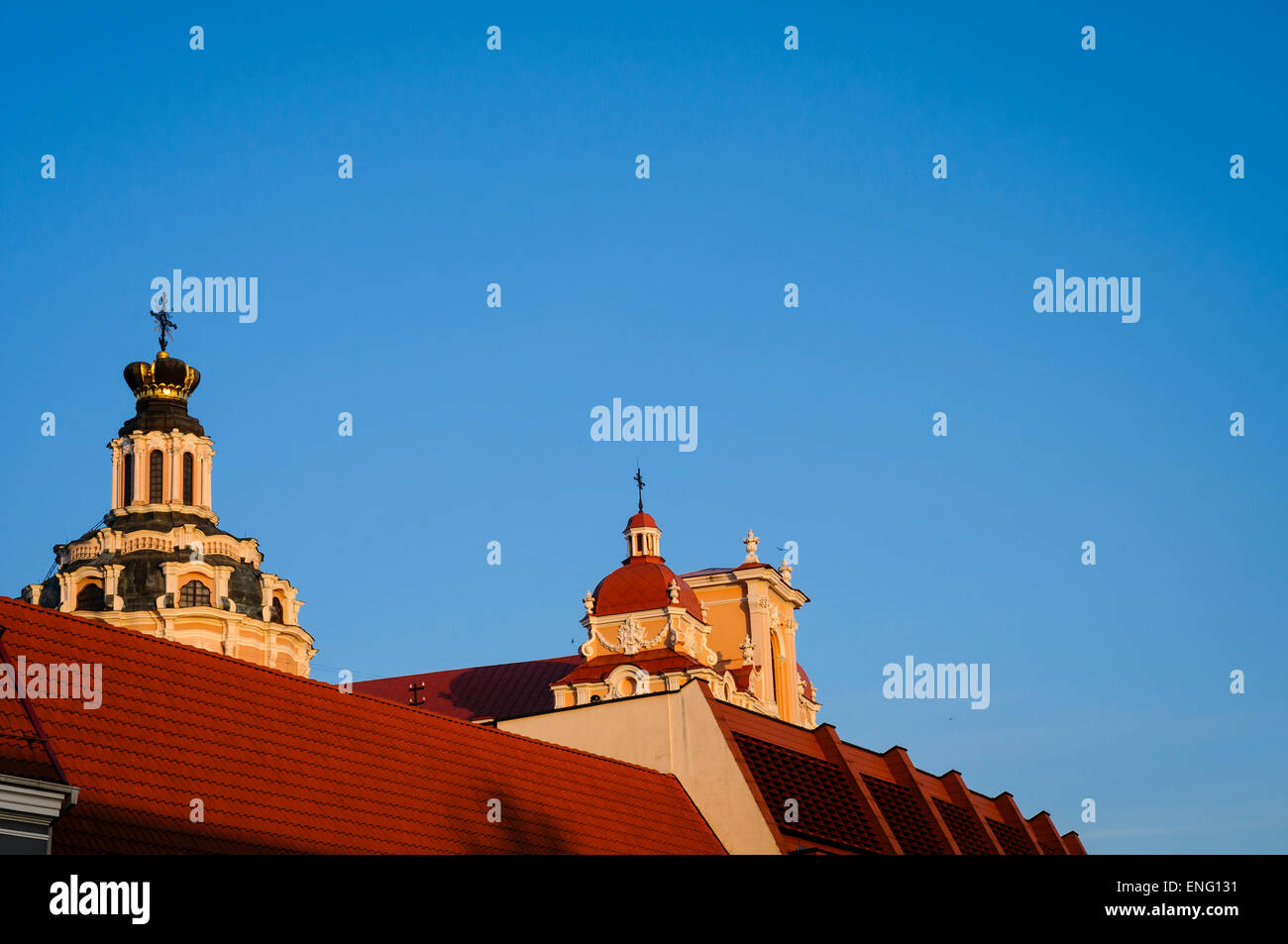 Roofs of historical buildings in old town of Vilnius, Lithuania, Europe ...
