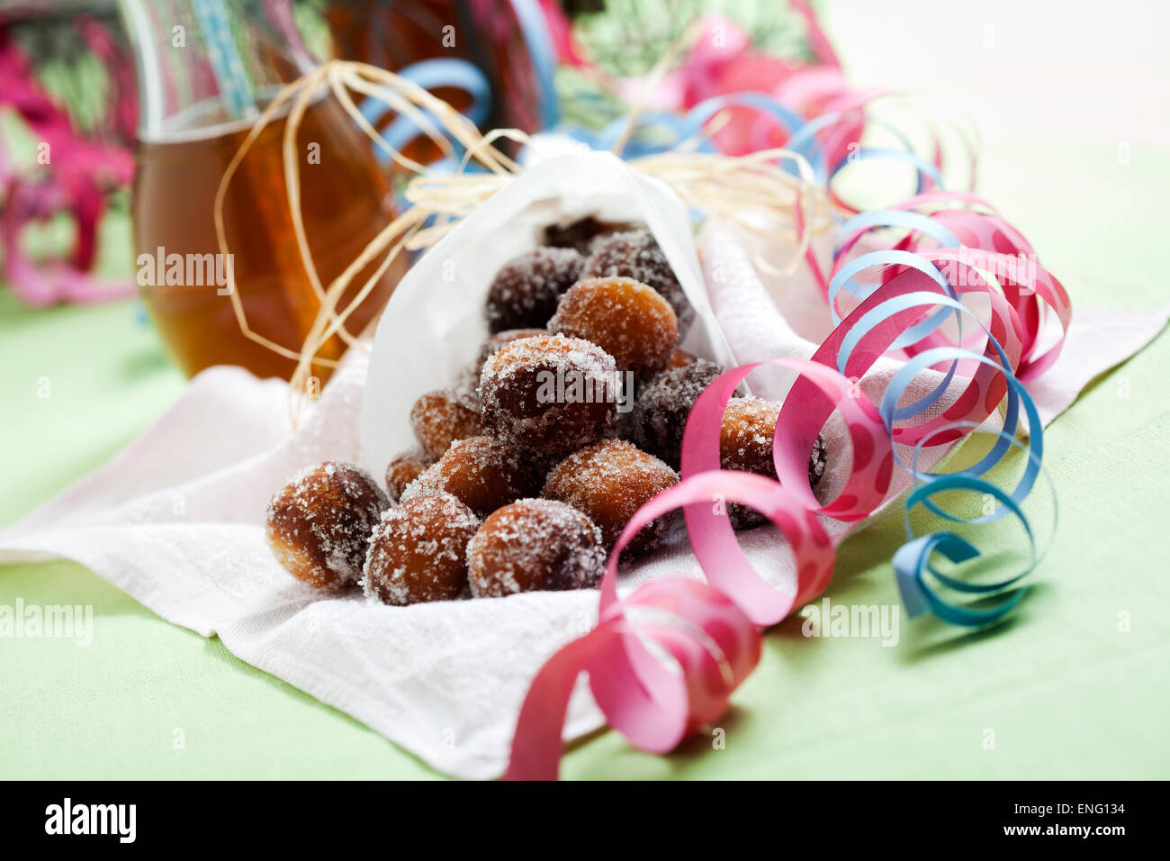 Finnish traditional Vappu food, sugar donuts with sima Stock Photo - Alamy