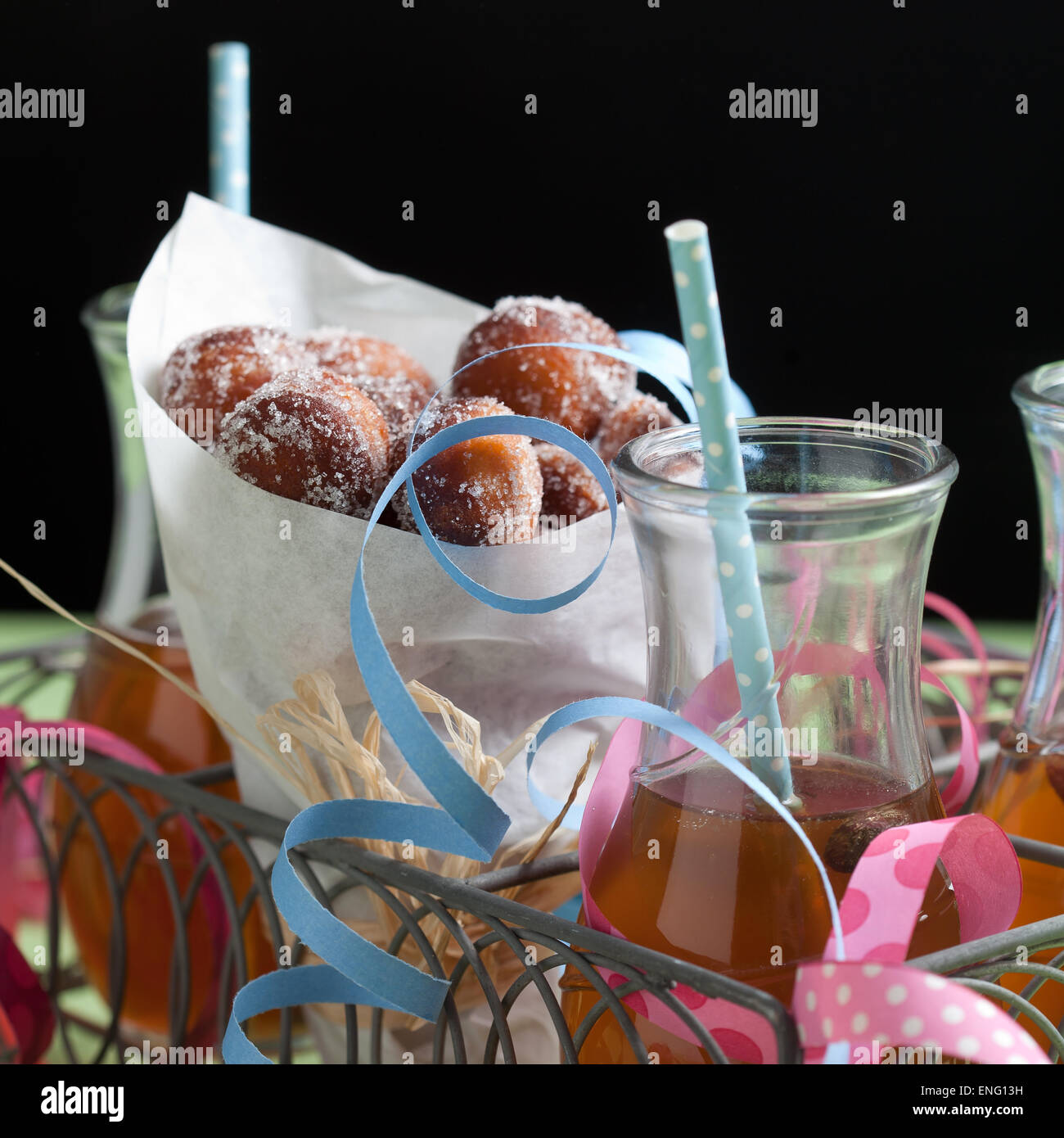 Finnish traditional Vappu food, sugar donuts with sima Stock Photo - Alamy