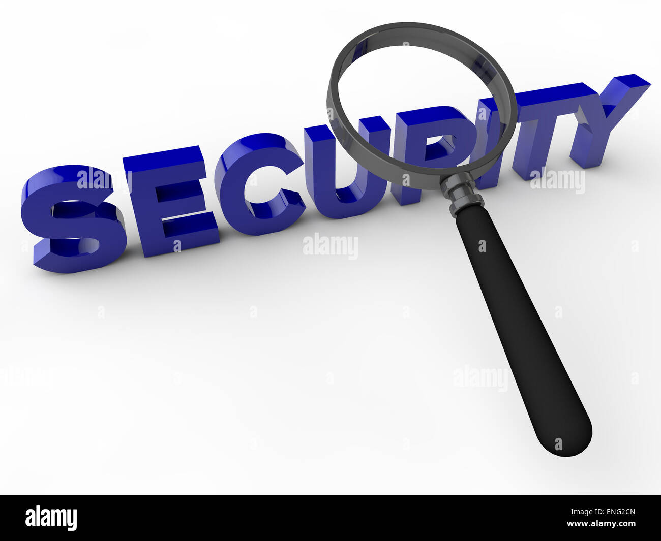 Security 3D Text with magnifier over white Background Stock Photo - Alamy