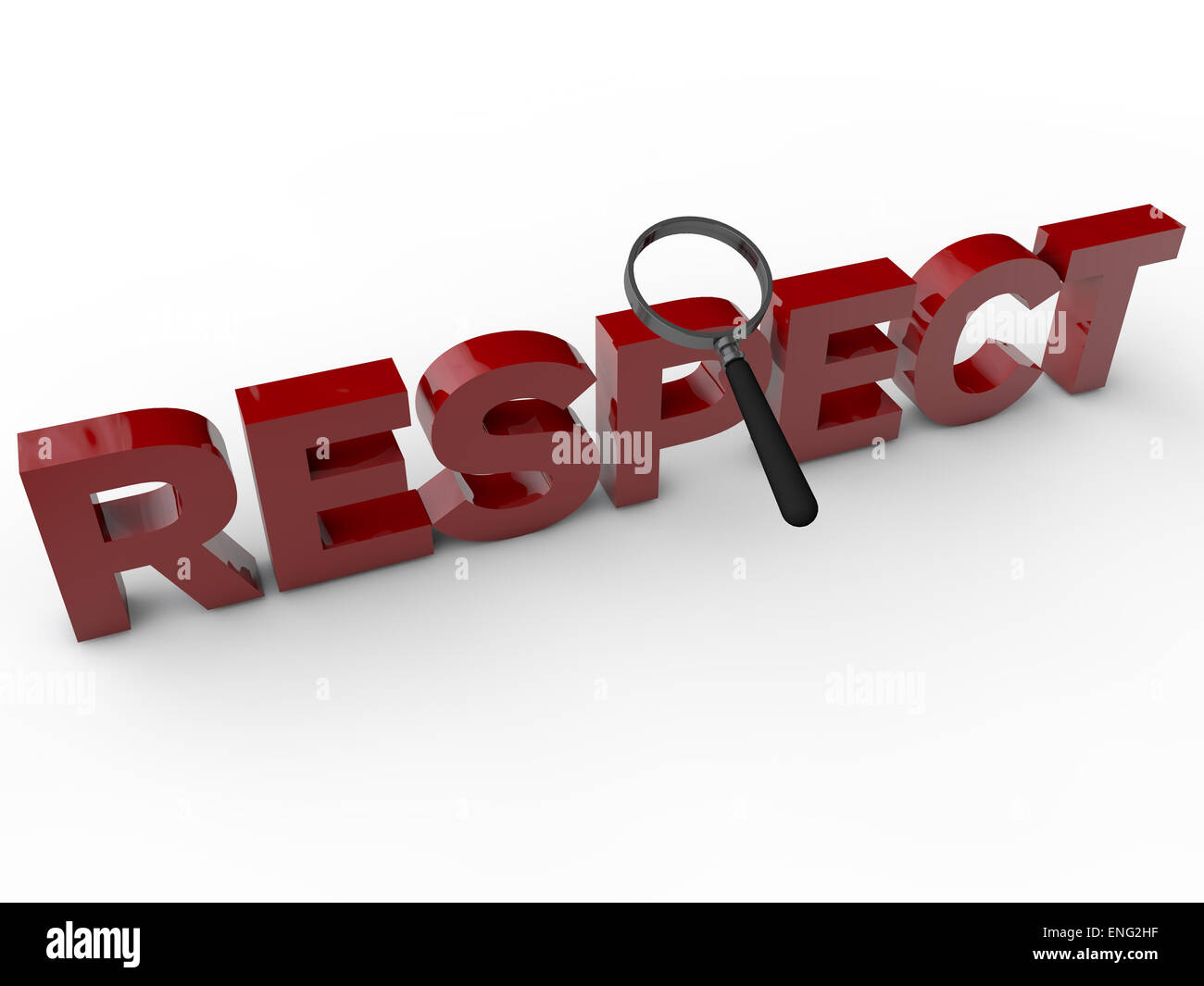 Respect - 3D Text with magnifier over white background Stock Photo - Alamy