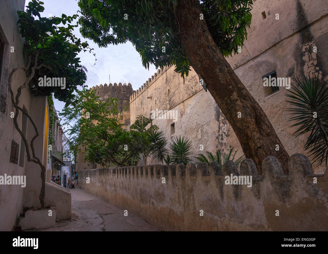 A View Of Lamu Fort From Shadowed Street, Lamu County, Lamu, Kenya ...