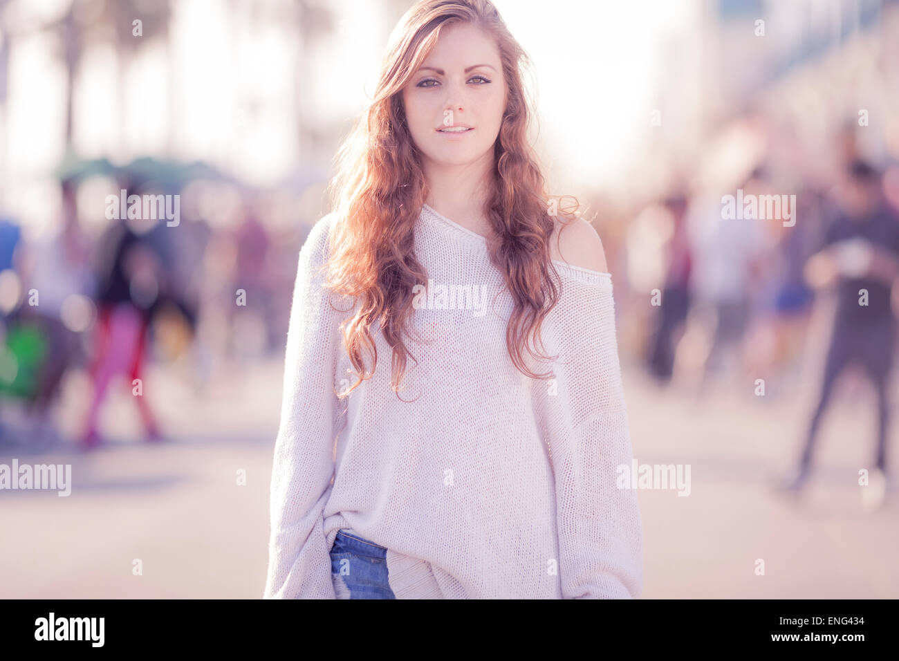 Standing on beach path woman hi-res stock photography and images - Alamy