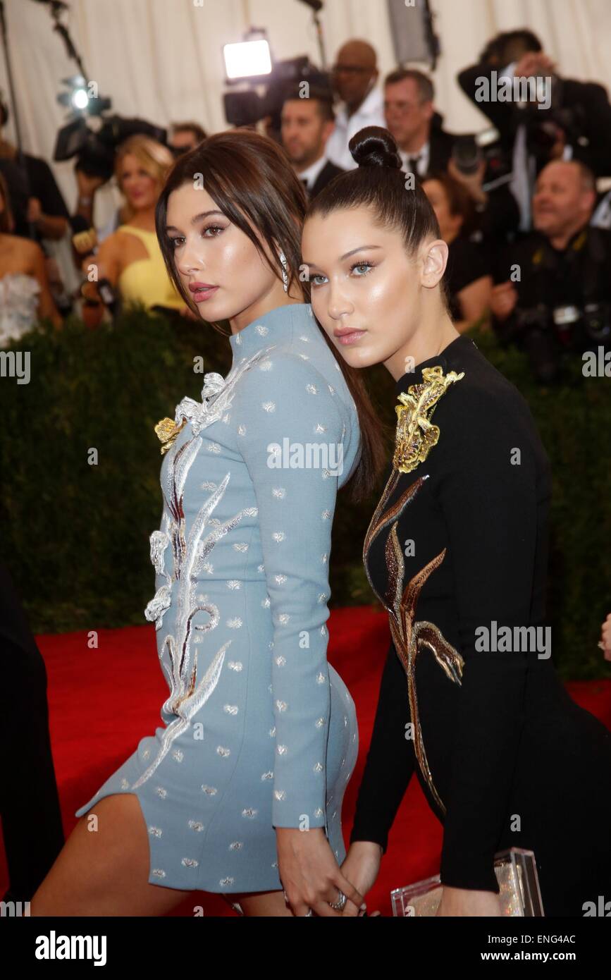 New York, USA . 4th May, 2015. Models Hailey Baldwin and Bella Hadid (R ...