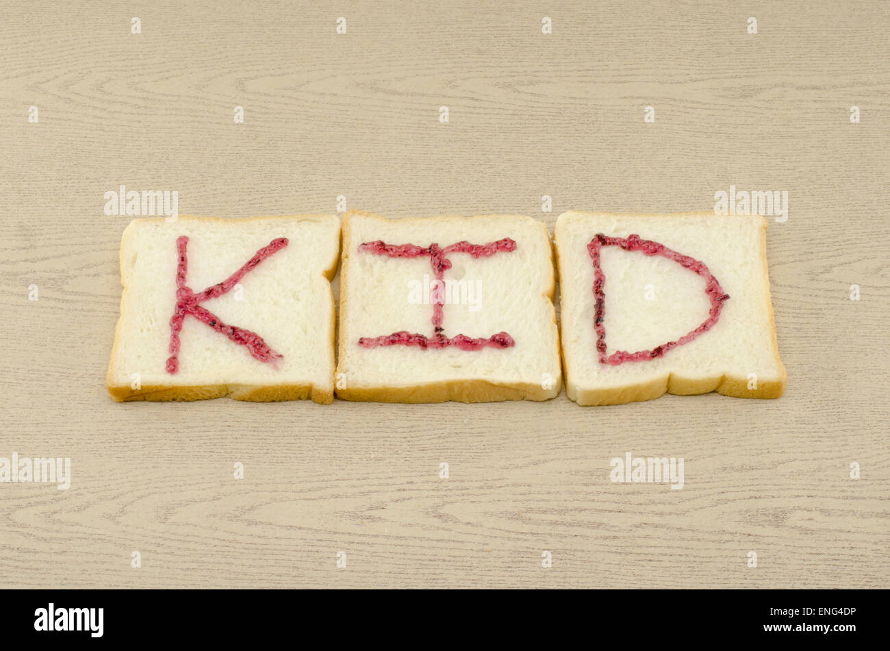 jam alphabet on sliced bread on wood background Stock Photo - Alamy