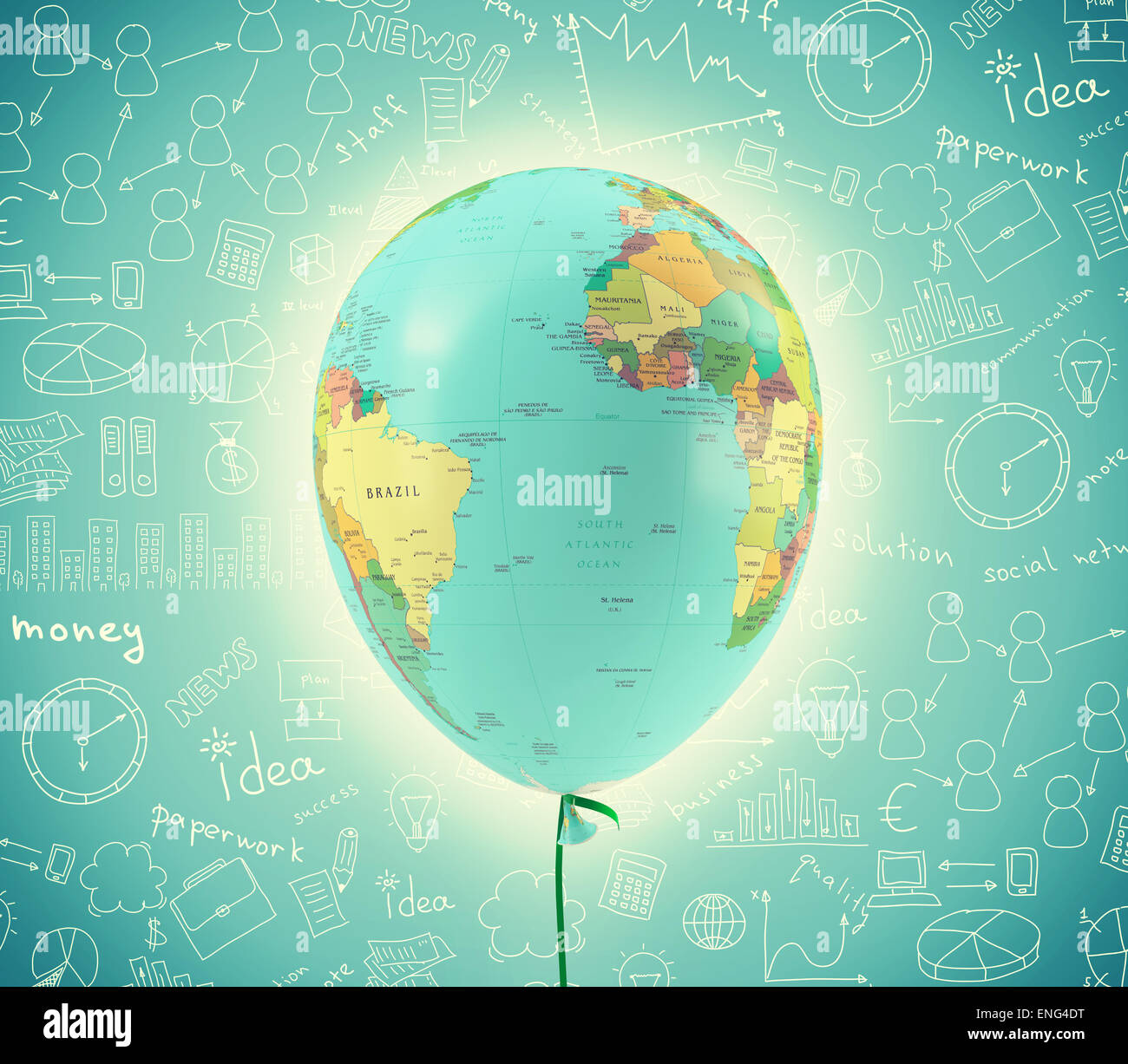 World map in balloon shape Stock Photo - Alamy