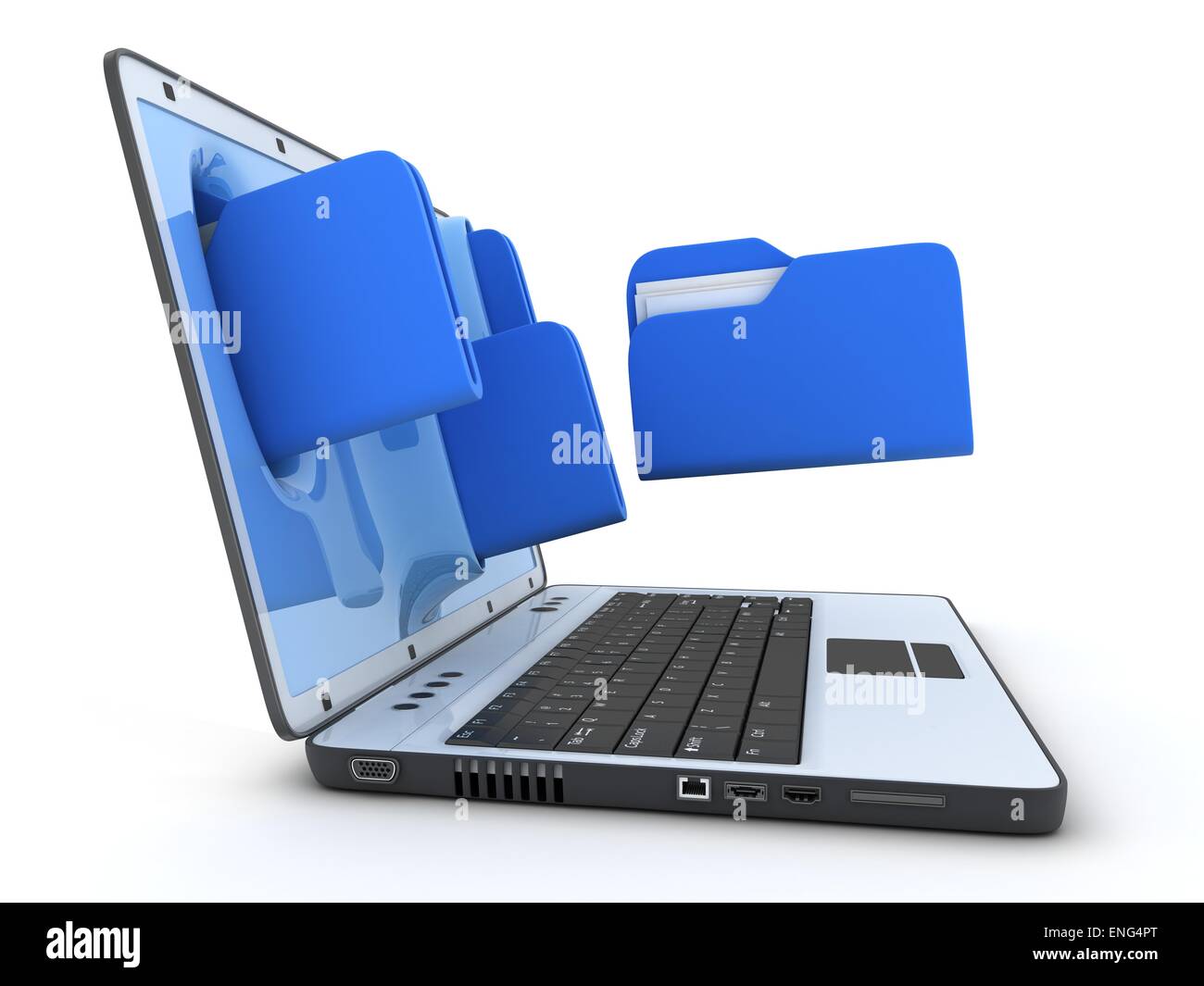 Laptops to transfer the file (done in 3d Stock Photo - Alamy