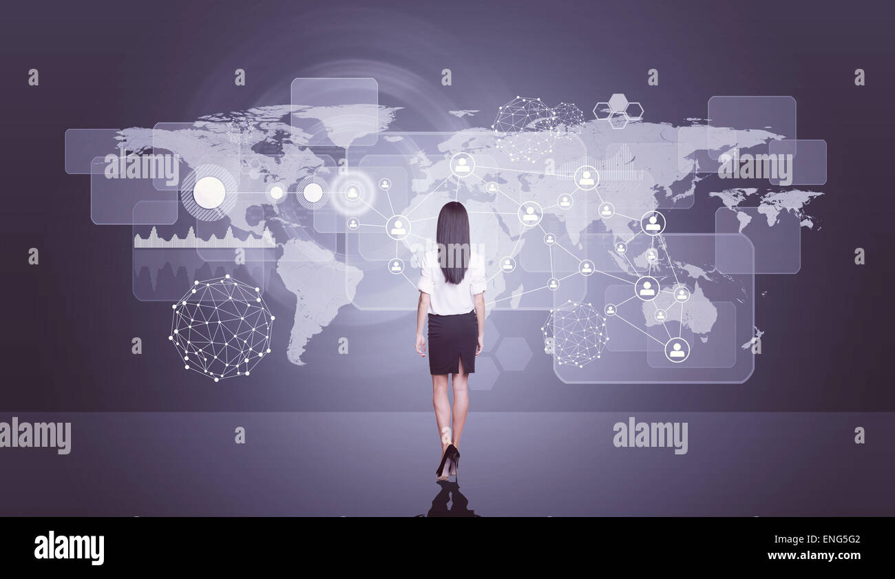 Young lady standing back Stock Photo - Alamy