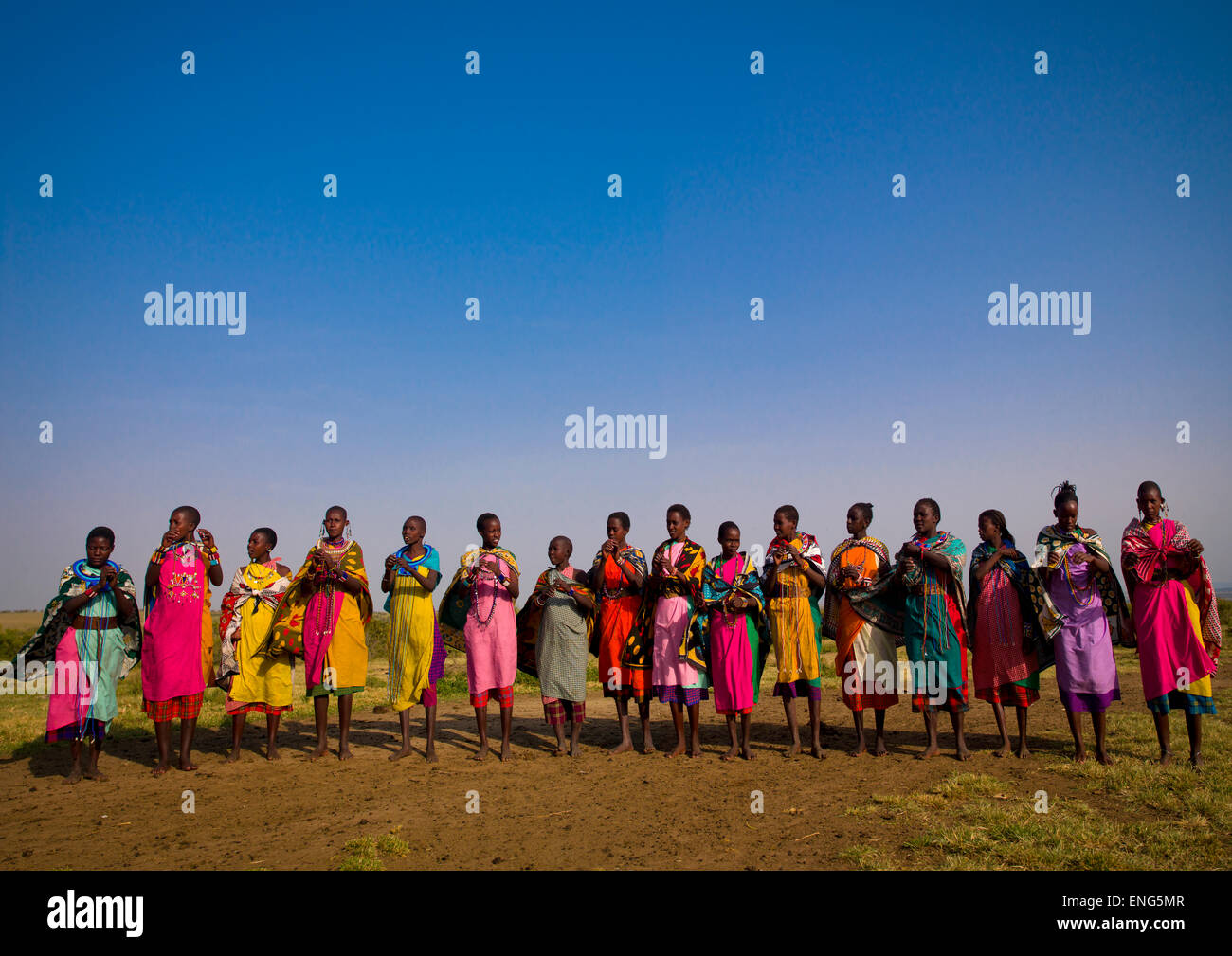 Maasai Tribeswomen In Traditional Maasai Clothing, Nakuru County ...