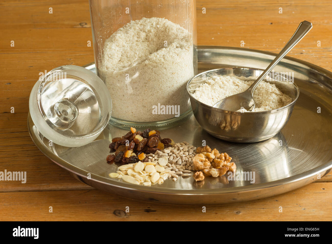 Healthy quick morning breakfast instant porridge oats with nuts and ...