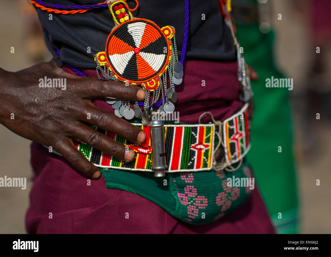 Turkana Tribesman Beaded Decoration, Turkana Lake, Loiyangalani, Kenya ...