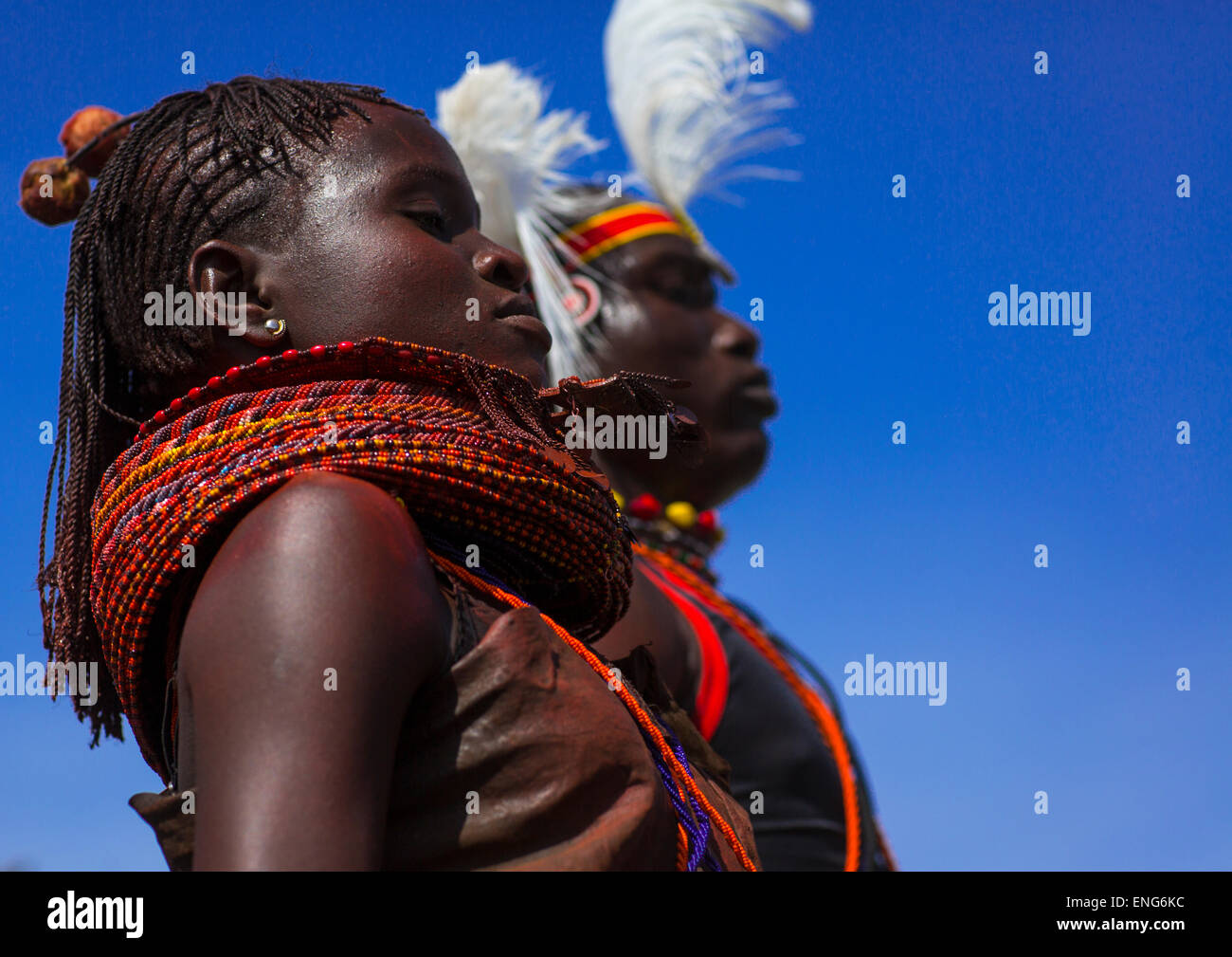 Turkana Tribe Couple Dancing, Turkana Lake, Loiyangalani, Kenya Stock ...