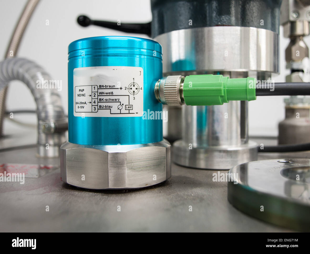 Electronic sensor with legend and cable Stock Photo - Alamy