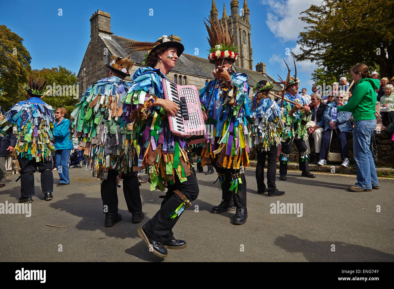 Morris dancers in action at the Widecombe Fair, held each September, in ...