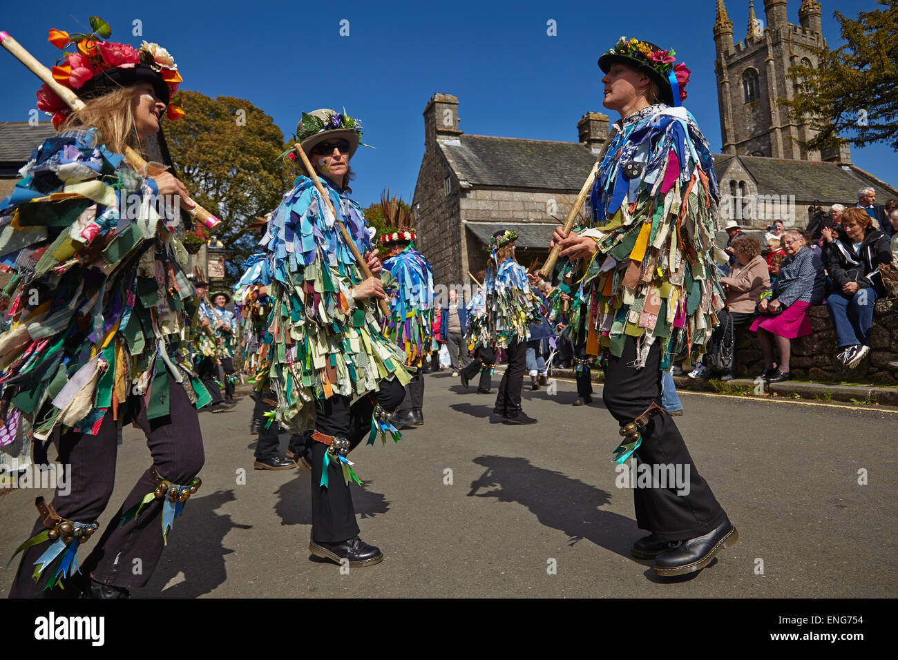 Morris dancers in action at the Widecombe Fair, held each September, in ...