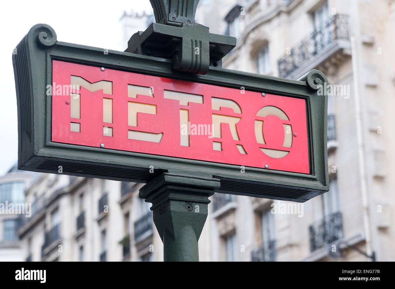 Foreground of a metro signal in Paris, France Stock Photo - Alamy