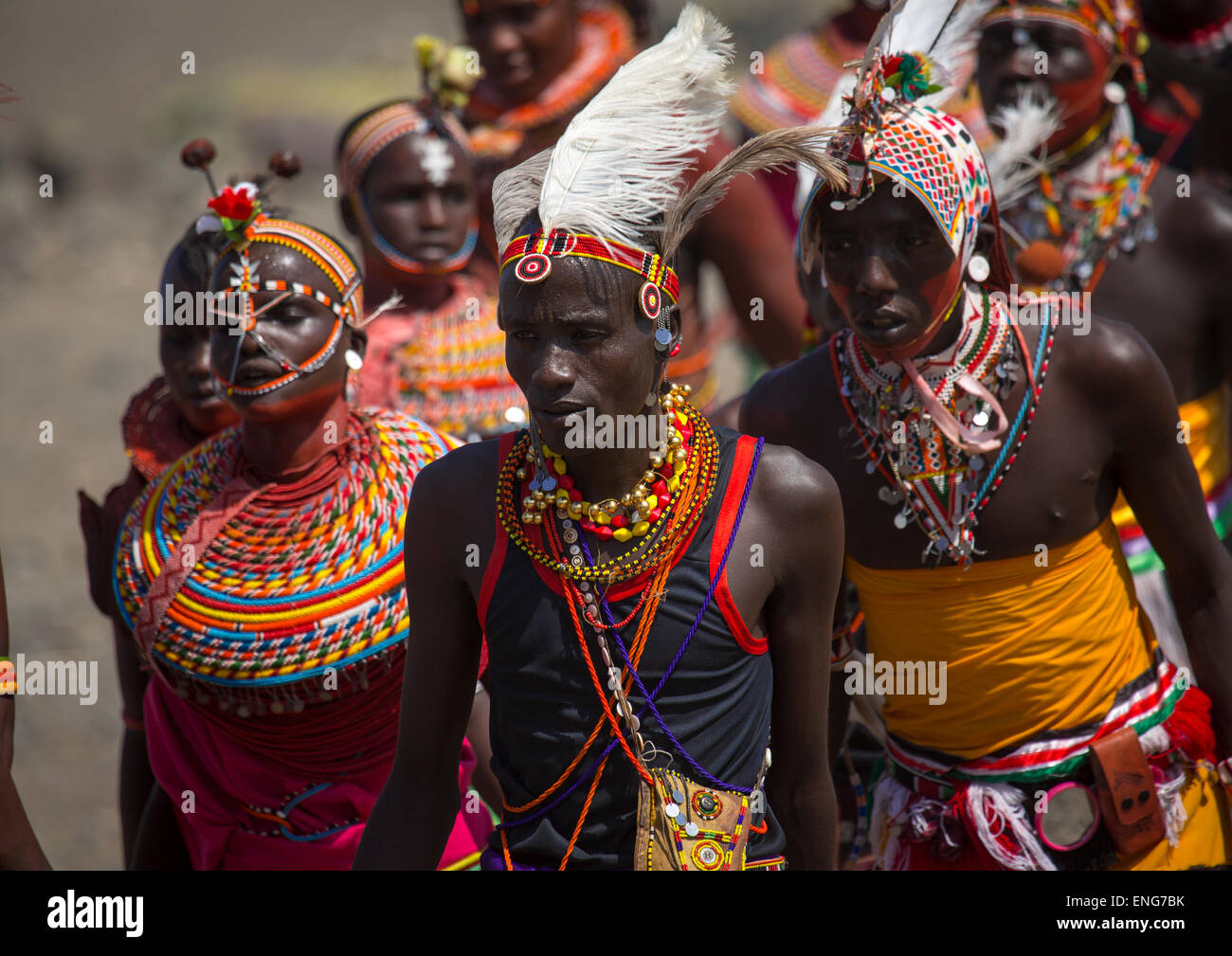 Rendille And Turkana Tribes Dancing Together During A Festival, Turkana ...