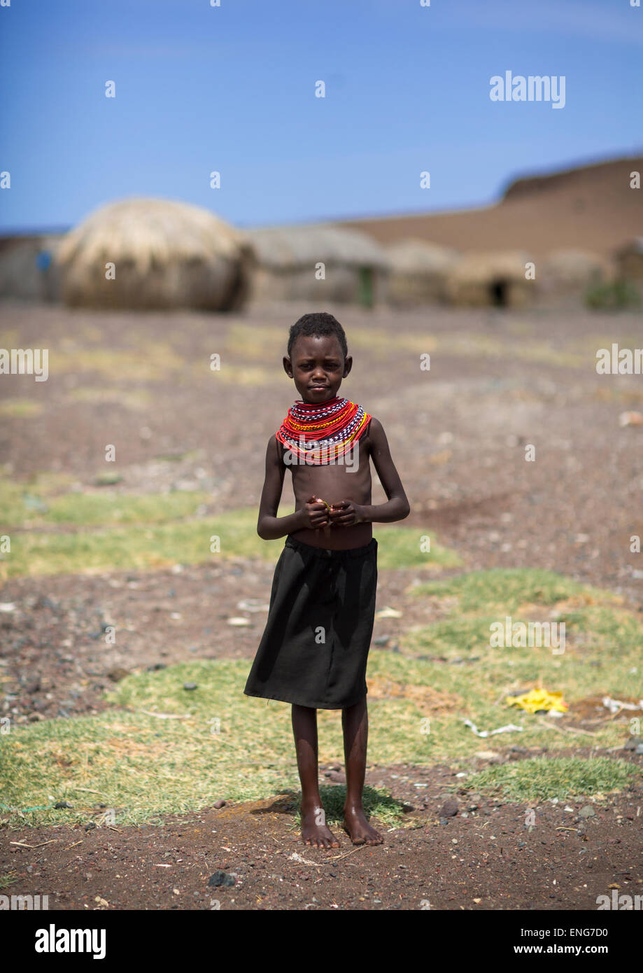 El Molo Tribe Child Girl, Turkana Lake, Loiyangalani, Kenya Stock Photo ...