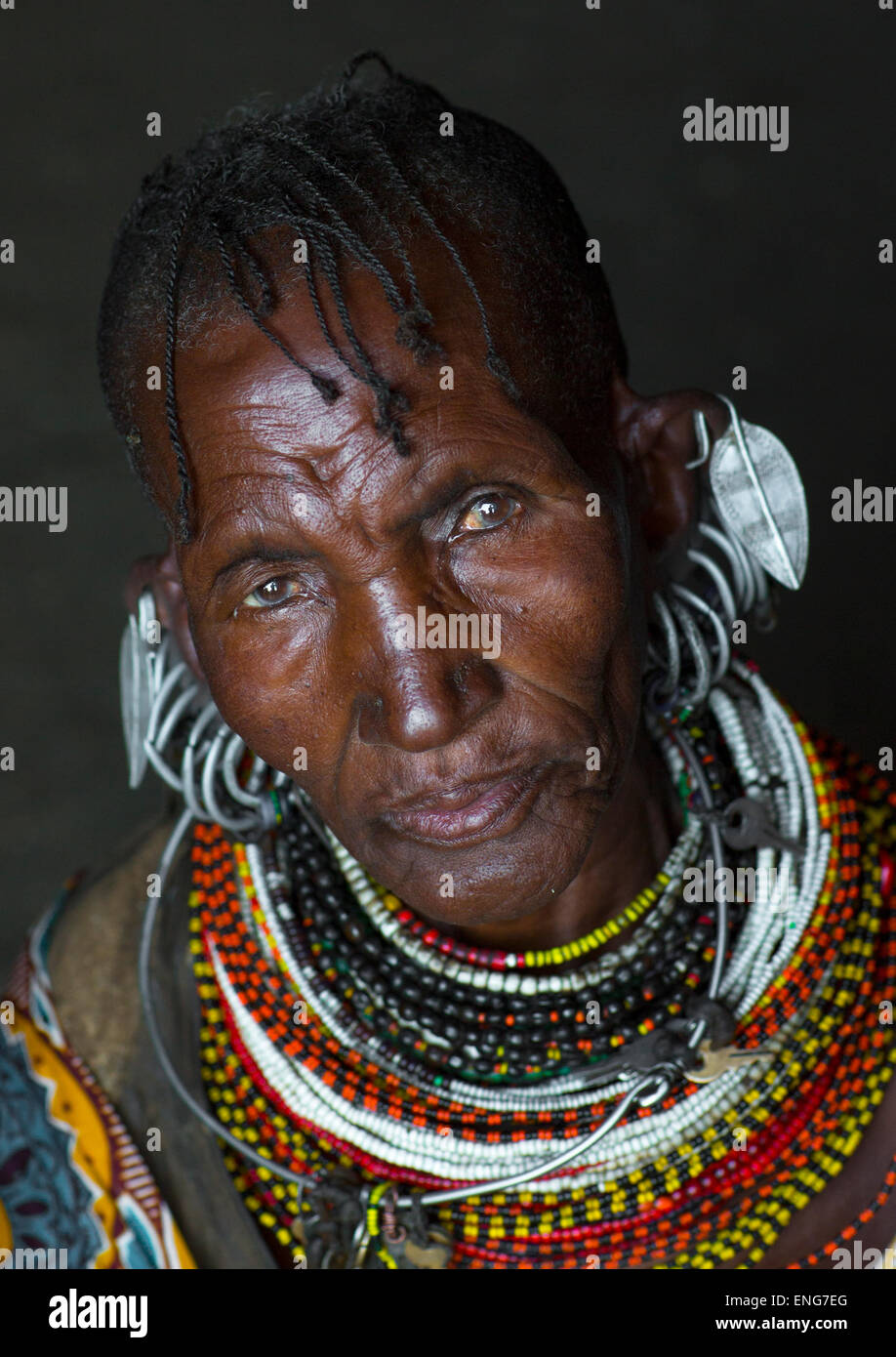 Turkana tribe woman huge necklaces hi-res stock photography and images ...
