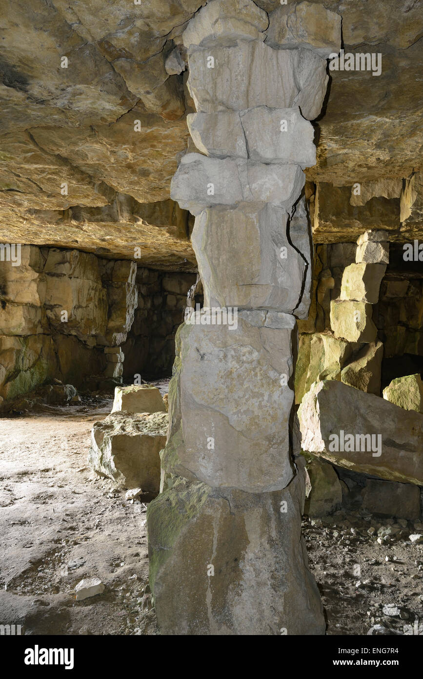 Supporting roof pillar Inside Western Winspit Quarry Caves, Isle of ...