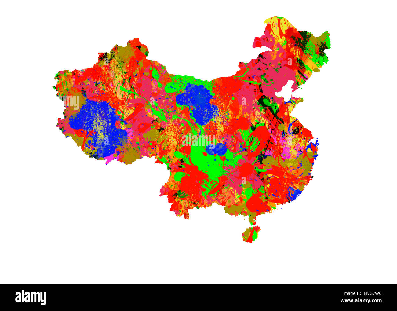 Watercolor art Map of China Stock Photo - Alamy